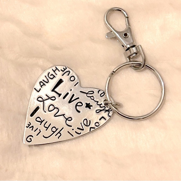 Accessories | Keychain Silvertone Heart Live Laugh Love W Swivel ...